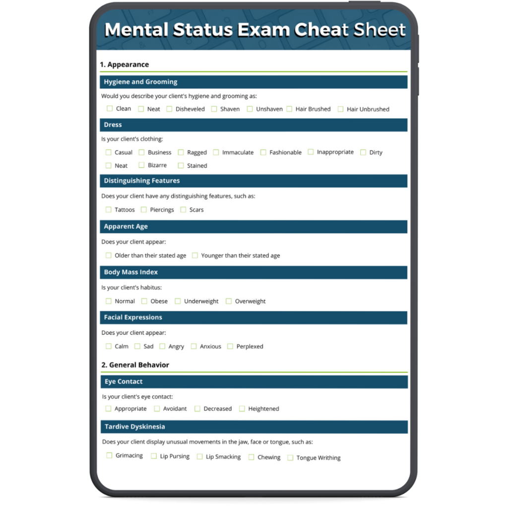 Mental Status Exam Cheat Sheet - Free Resource Download