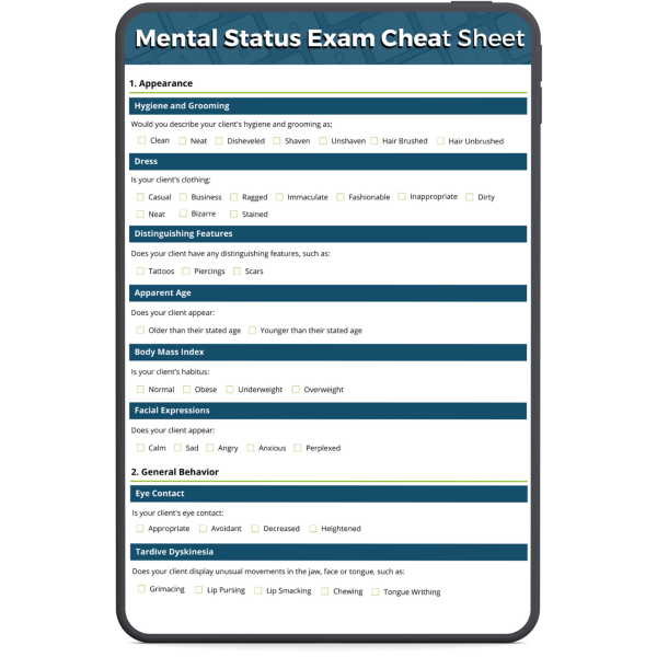 Mental Status Exam Cheat Sheet - Free Resource Download