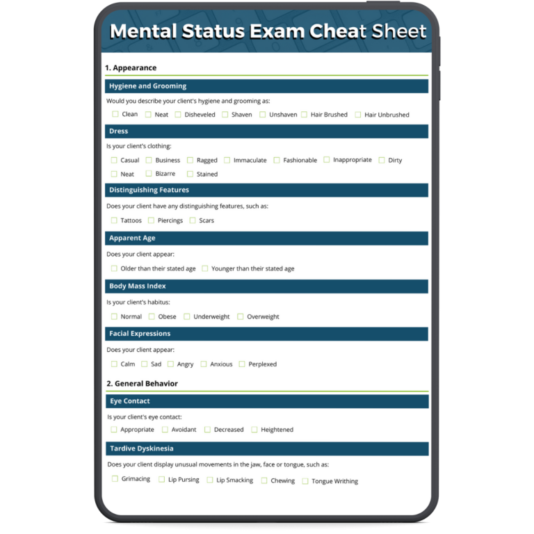 Mental Status Exam Cheat Sheet - Free Resource Download