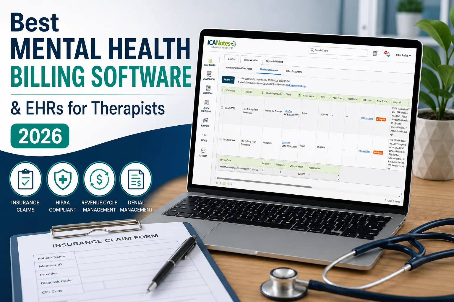 Best Mental Health Billing Software & EHRs for Therapists (2026) | ICANotes